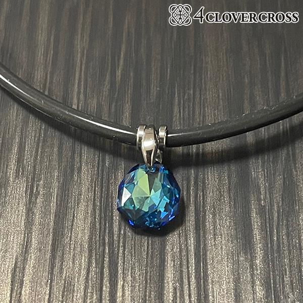 4クローバークロス ネックレス Tears バミューダーブルーモデル スポーツネックレス 4clovercross 天然ミネラル鉱石 自然療法 軽量 ペンダント ゴルフ 25ET上品な小さめサイズクリスタルトップのサイズ（縦約16mm×横約...