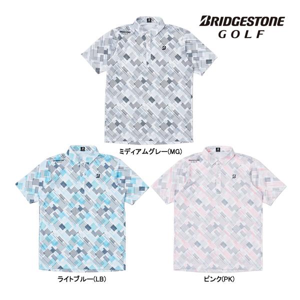 ブリヂストン ゴルフ 26年春夏ウエア 新作 メンズ 半袖シャツ IGM14A ゴルフウェア BRIDGESTONE GOLF BS 総柄デザイン 通気性 半袖 ストレッチ風の通りやすいホール（穴）を多数あしらった通気性の高い半袖シャツ。存...