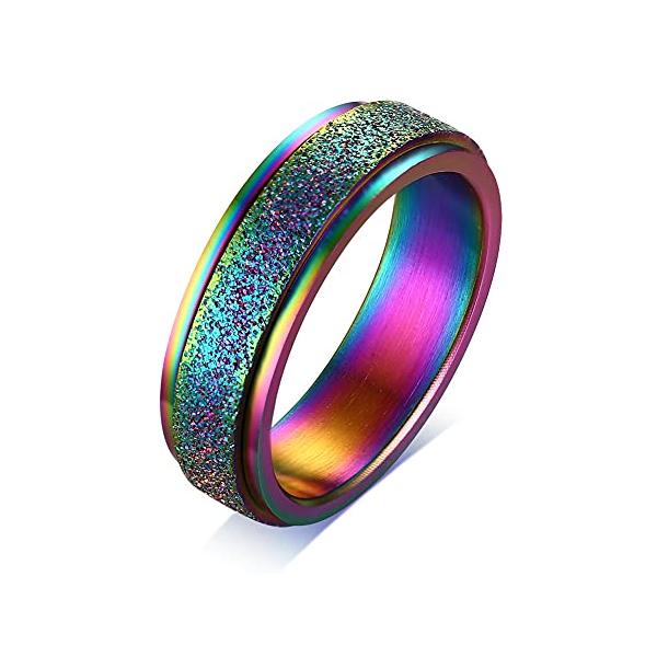 カジュアルカラー/-/-・Color:カラーRingSize:24・【回転リング】シンプルで存在感のある6mm幅のスピナーリング。外側の部分が回転する構造で、落ち着きをもたらし、お守りのように心を癒やしてくれるデザインです。・【Rockyu...