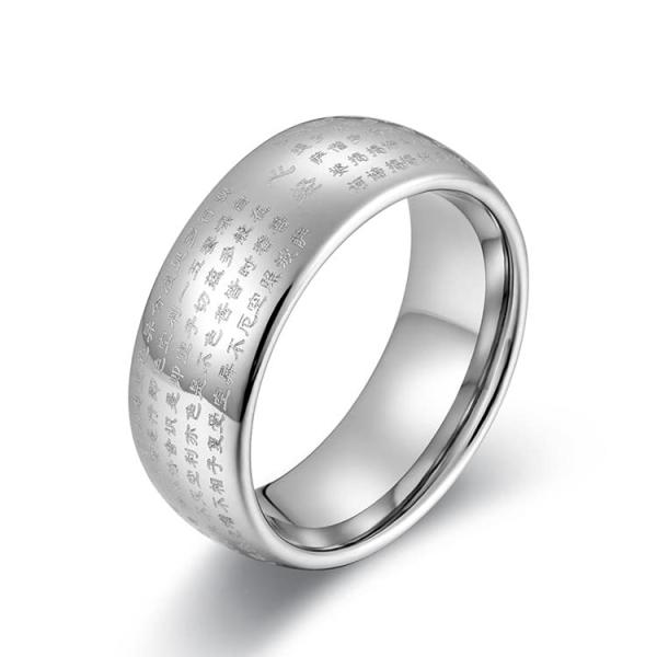 クラシックシルバー/25mm/-・Color:シルバーRingSize:25・【高品質なタングステン製心経指輪】日本人の耳にもなじみ深い般若心経。しかし、その意味はわかりにくいものです。「般若波羅蜜多心経」の言葉を二語ずつに別けて考えると、...