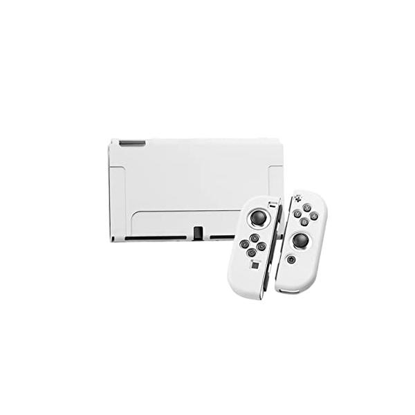 ホワイト/-/-・Color:ホワイト・対応機種：任天堂Nintendo Switch ニンテンドー スイッチ有機ELモデル・柔軟性と頑丈さを兼ね備えているTPUゴムで作られており、本体を全面カバーでき、衝撃や傷、汚れなどからしっかり保護し...
