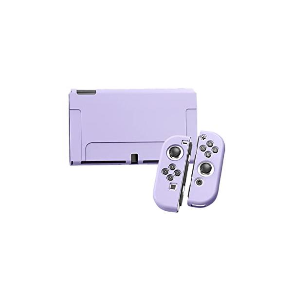 ライトパープル/-/-・Color:ライトパープル・対応機種：任天堂Nintendo Switch ニンテンドー スイッチ有機ELモデル・柔軟性と頑丈さを兼ね備えているTPUゴムで作られており、本体を全面カバーでき、衝撃や傷、汚れなどからし...