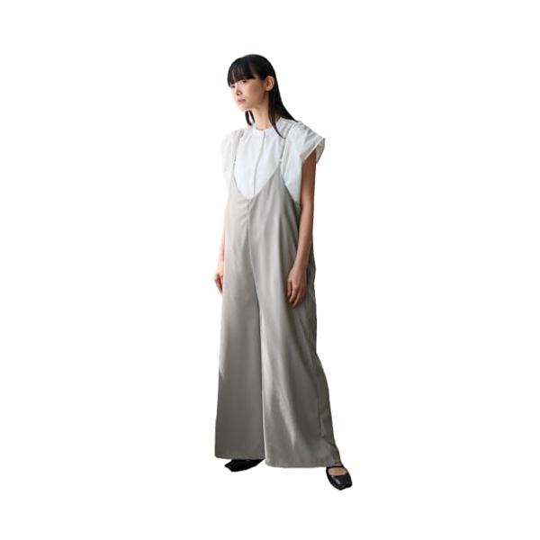 レトログレー/Free Size/nrc-0001・Color:グレー・パッケージ個数:1・オールインワン レディース サロペット パンツ 大きいサイズ ワイドシルエット Vネック つなぎ 肩ひも調整可 大人 女性 きれいめ 前後2way ...