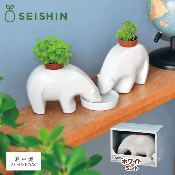 Polar Bear Plant（ポーラーベアプラント）GD-1008｜瀬戸焼のしろくまが水を飲んで植物を育てる底面給水プランター愛知県瀬戸市で作られる「瀬戸焼」の温かみある質感と、<br>しろくまが水を飲んで植物を育てているよ...