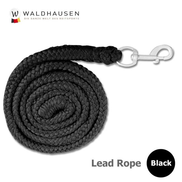 ソフトな素材感のWaldhausenのリードロープ（曳き手）です。長さは約2メートル、ロープ直径は約2センチ。カラー：ブラック（黒）重さ：300グラム程度
