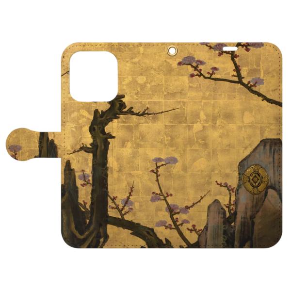 iPhoneSE 手帳型 スマホケース ベルトあり iPhoneケース iPhone16 iPhone15 iPhone14 iPhone13 iPhone12 老梅図襖 （The old plum tree） 1647年 166.7×11...