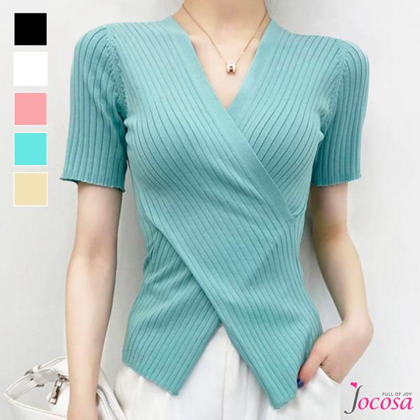 【発売日：2022年04月12日】クロスデザイン セクシー カシュクール おしゃれ 韓国ファッション 大人 レディース ブラック 黒 ホワイト 白 ピンク ミントグリーン アイボリーフロントに大胆なクロスデザインを施したサマーニットトップス...