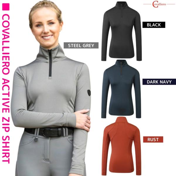 高い伸縮性で身体にフィットし、軽くて通気性も抜群！スタンドカラーとジップがスポーティな印象を添え、ライディングにも日常にも映える洗練アクティブシャツ。■ブランドCovalliero（カバリエロ）■対象レディース■素材ポリエステル 88% /...