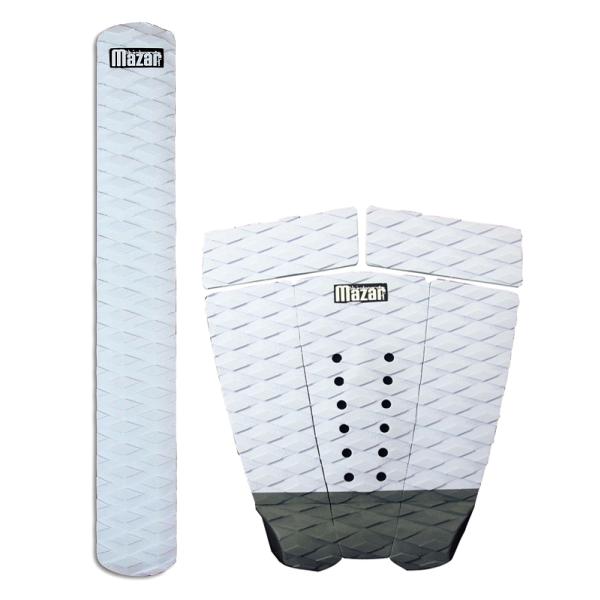 【商品の仕様】■デッキパッド（後足用）：MAZAR TRACTION ＜スキムグリップ プラス2＞■カラー：WHT X GRY ■サイズ：全長/360ｍｍ 全幅/302ｍｍ　[5 PIECESS PAD]■デッキパッド（前足用）：MAZAR...