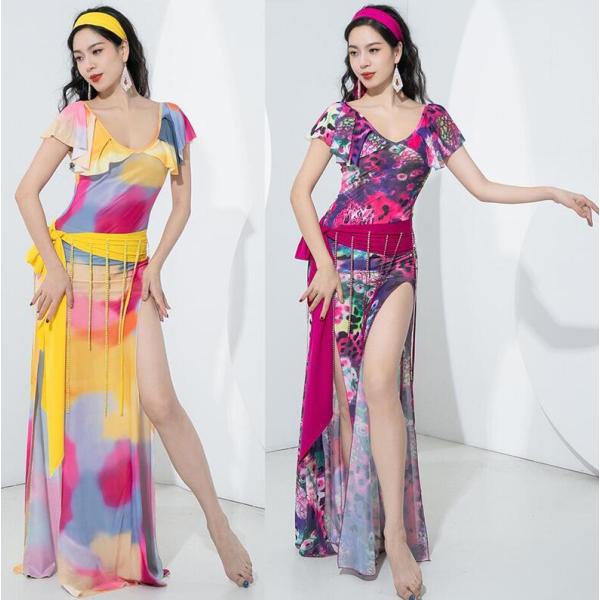 商品名  ベリーダンス衣装 色   写真色 内容   ヘアバンド+ワンピース+ショート丈パンツ+ヒップスカーフ サイズ   M：着丈138　バスト80-98　ウエスト65-90　体重45-55kg　身長157-163 L：着丈146　バスト...