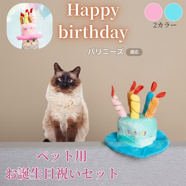 適応ペットバリニーズ猫種 バリニーズ商品名：ケーキデザイン バースデー帽子（犬猫用）商品説明：短毛フリースを使った軽くてやさしい被り心地のバースデー帽子。ロウソクをモチーフにした立体デザインで写真映え抜群。顎下のストッパー付き調整ひもで頭ま...