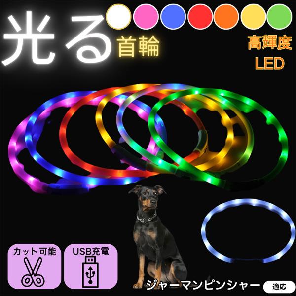 適応ペットジャーマンピンシャー犬 ジャーマンピン商品名 USB充電式LED発光首輪（夜間お散歩ライト）商品説明 360°高輝度発光で視認性アップ。軽量やわらかシリコン＆生活防水。USB充電で電池不要。点灯／高速点滅／低速点滅の3モードで夜散...