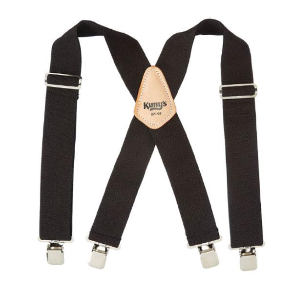 在庫状況：お取り寄せ/3日〜5日で出荷/◆5cm幅の伸縮性のある素材から成るサスペンダー。◆クリップの保持力は大変高く、安心してご使用いただけます。◆サスペンダーベルトがクロスする部分は革製です。/[SP15BKクニズ]