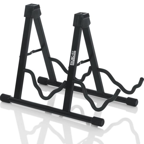 在庫状況：在庫僅少/2019年08月 発売/◆アコギやエレキを2台置けるAタイプのギタースタンド◆コンパクトに折り畳めて持ち運びにも便利◆滑り止めラバー付きのスチール製フレーム◆塗装を傷つけないパッド付きの台座/[RIGTRAU2X]