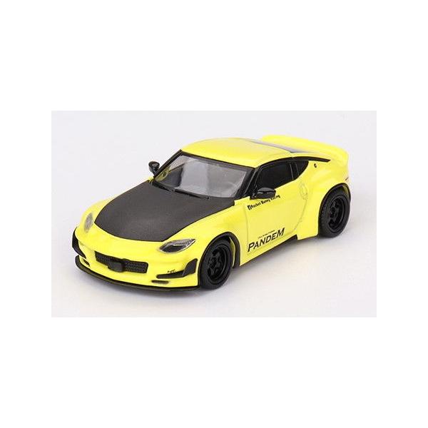 在庫状況：お取り寄せ/2024年10月 発売/※画像はイメージです。実際の商品とは異なる場合がございます。MINI-GT 1/64 Pandem Nissan Z イカズチイエロー(右ハンドル) です。