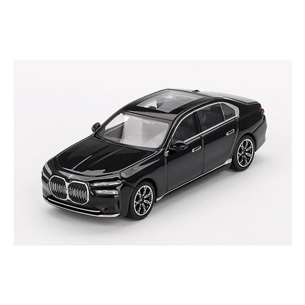 在庫状況：在庫僅少/2024年11月 発売/※画像はイメージです。実際の商品とは異なる場合がございます。MINI−GT 1/64 BMW i7 eDrive50 ブラックサファイア(右ハンドル) です。