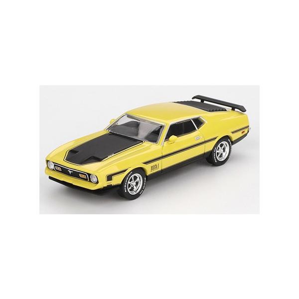 在庫状況：お取り寄せ/2026年02月 発売/※画像はイメージです。実際の商品とは異なる場合がございます。MINI−GT 1/64 フォード マスタング マッハ1 1971 グラバーイエロー(左ハンドル) です。