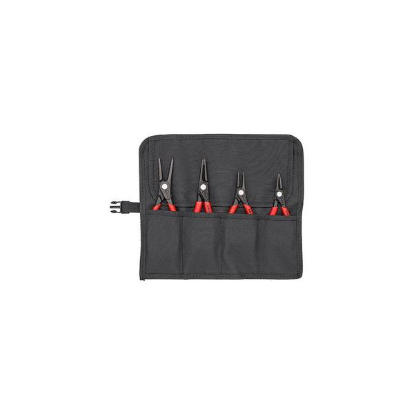 在庫状況：お取り寄せ/3日〜5日で出荷/◆使用頻度の高い軸用・穴用精密スナップリングプライヤーの4本セットです。◆ツールロールは耐久性に優れたポリエステル製です。/[001957KNIPEX]