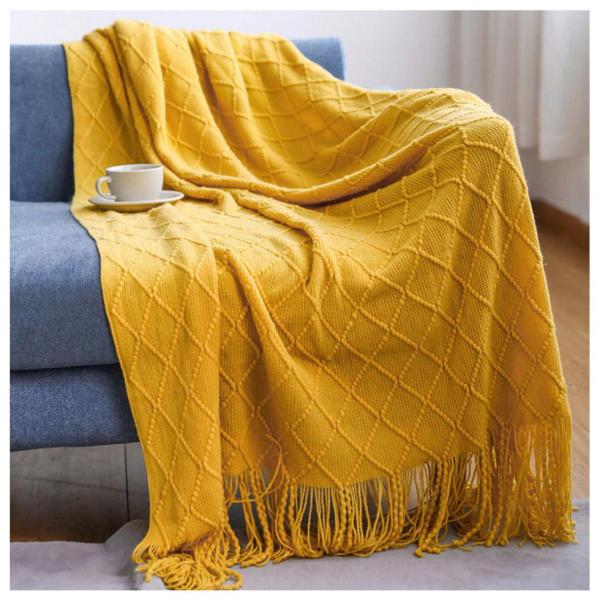 在庫状況：お取り寄せ/5日〜7日で出荷/※こちらの販売ページはマルチカバー、マスタードとなります◆ニット+フリンジの組み合わせが可愛いマルチカバーが登場!◆アクリル毛糸を使い、柔らかくふわふわな手触りで寒い冬にピッタリなアイテム。◆(※洗濯...