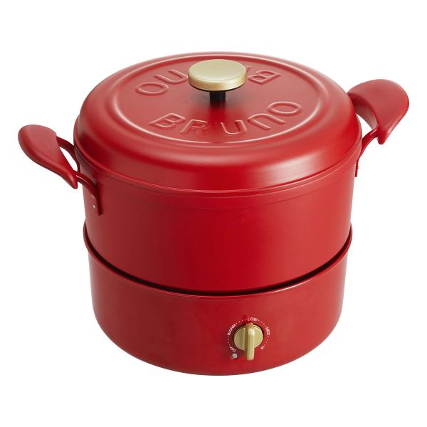 在庫状況：お取り寄せ/◆(煮る・焼く・蒸す・揚げる・炊く)1台5役の電気鍋◆鍋部分は直火とIHにも対応◆食卓で温めながら食べられます/[BOE065RD]