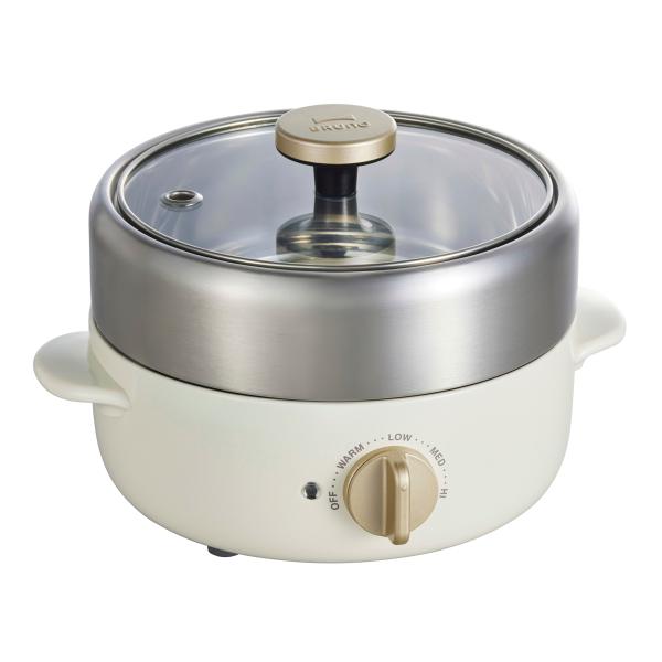 在庫状況：お取り寄せ/お届け：3〜4週間/2023年09月 発売/◆煮る・焼く・蒸す・ 炊くをマルチにこなす1台4役の卓上電気鍋 。◆二つのハンドルで運びやすく、食べたい時にサッと使えて収納も楽々。◆各プレートは丸洗いでき、お手入れも簡単。...