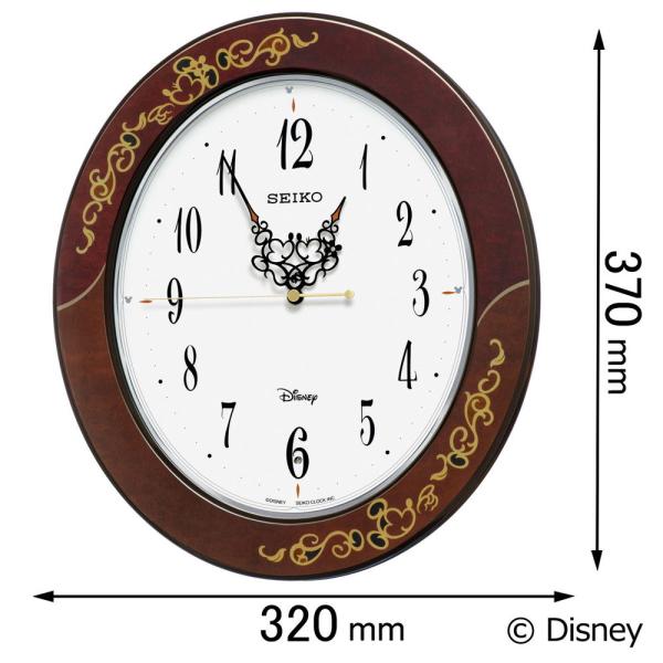 在庫状況：お取り寄せ/3日〜6日で出荷/2018年11月 発売/◆付属の電池はお試し用電池になります。◆ミッキーとミニーの指先に小鳥が止まる絵柄を象嵌風にデザイン◆サイズ：370×320×62mm◆電波修正機能　◆12種類の野鳥報時　◆連続...