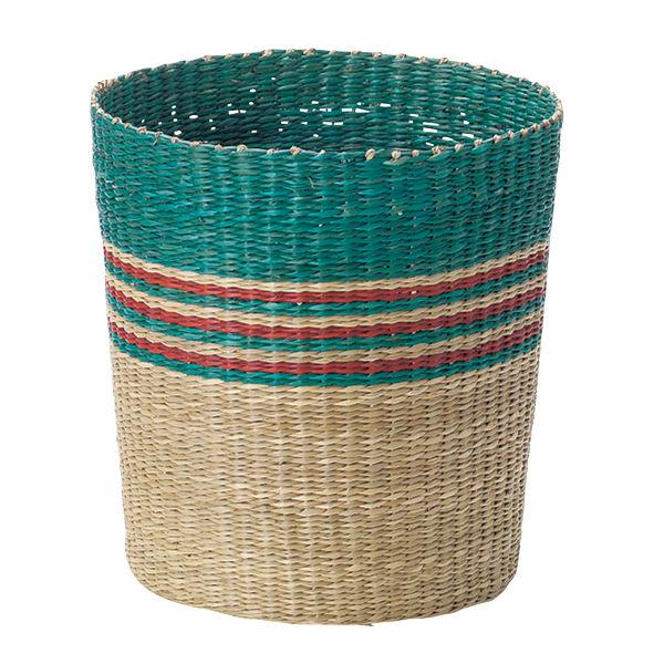 在庫状況：お取り寄せ/7日〜10日で出荷/◆天然素材のシーグラスを編み込んで作られたバケットはお部屋に置くだけでパッと明るくなるカラーが印象的です。◆ダストボックス以外に雑貨や小物入れにも使う事もできます。/[1138GR]
