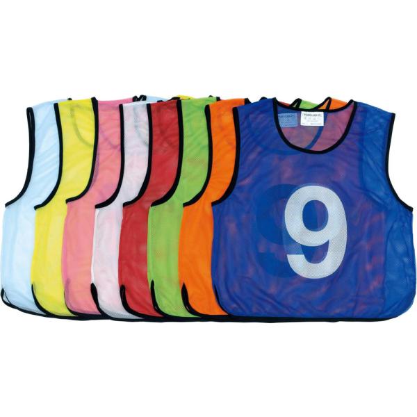 在庫状況：お取り寄せ/※画像は代表画像です。※本製品はカラー・蛍光グリーン、No.1〜10のジュニアサイズ10枚セットとなります。◆メッシュベスト、ジュニアサイズ・10枚セット◆首周りを少し大きく開けて動きやすいデザイン◆番号は胸・背の両面...