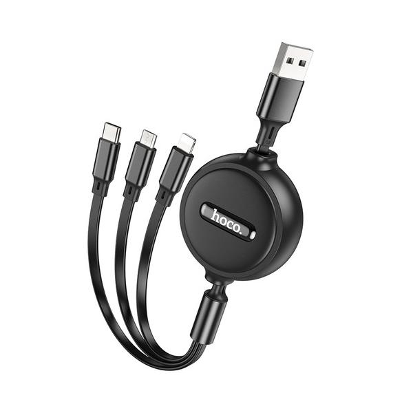 在庫状況：在庫あり/2022年11月 発売/◆これ1本でLightning / Type-C / microUSBの同時充電が可能な巻き取り式ケーブル。◆三つ又ケーブル。Lightning、Type-C、micoroUSB端子を搭載している...