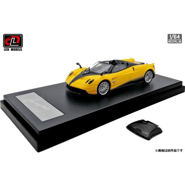 在庫状況：お取り寄せ/2023年05月 発売/※画像はイメージです。実際の商品とは異なる場合がございます。LCD MODELS 1/64 Pagani Huayra Roadster イエローです。