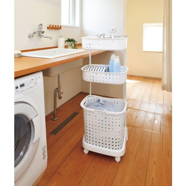 在庫状況：お取り寄せ/7日〜10日で出荷/※画像はイメージです。商品はランドリーバスケットのみとなります。◆洗濯カゴが付いたランドリーラック。使い勝手の良い大容量コンパクトデザイン。◆上段にはタオルや着替え、下段は脱衣カゴとして使用するなど...