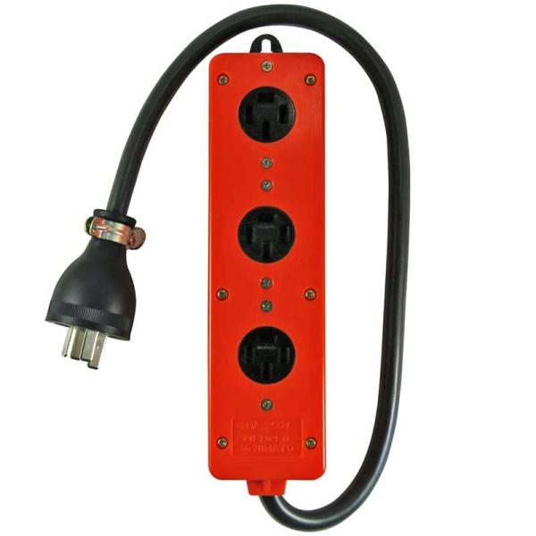 在庫状況：お取り寄せ/お届け：約1ヶ月◆お手元のコンセント(接地3P-20A-250V)から電気工事なしで3台の機械を同時に使用できる便利なテーブルタップ。◆SVCT3.5sq×4芯 黒コード(約0.7m)◆吊り下げ金具付なので壁、柱等への...