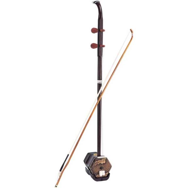 在庫状況：お取り寄せ/3日〜5日で出荷/※本体の色味や模様は使用されている材の風合によって個体差がございます。※製品の仕様は予告なく変更することがあります。◆琴筒が六角形の上海二胡。◆琴皮にはニシキヘビの皮を使用。◆棹部分にポイントシールを...