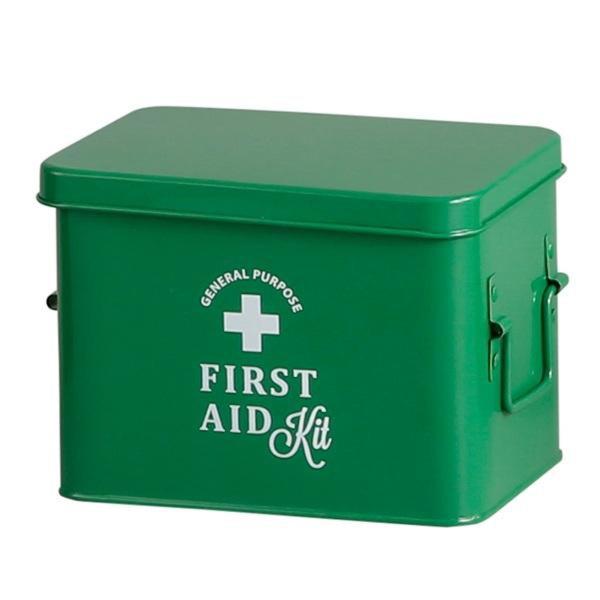 在庫状況：お取り寄せ/7日〜10日で出荷/※※プリント部分はアンティーク調仕上げです。にじみ、かすれのような箇所は加工であり、不具合ではございませんのでご了承ください。◆懐かしさを感じるレトロ可愛い救急箱です。◆仕切り トレイ付きで薬を整理...