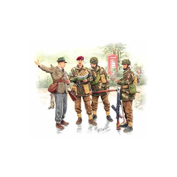 在庫状況：お取り寄せ/お届け：1〜2ヶ月/※画像はイメージです。実際の商品とは異なる場合がございます。マスターボックス 1/35 英・空挺部隊1944パート1・兵士3体＆市民1体です。