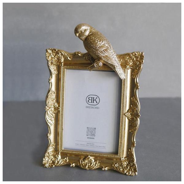 在庫状況：お取り寄せ/5日〜7日で出荷/※こちらの販売ページはフォトフレーム、Parakeet/GDとなります◆BRESKORD◆バード×ドライフラワー◆ふっくら毛並み/[BKFRAME1A2D]