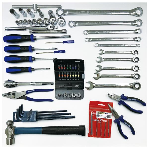 在庫状況：お取り寄せ/3日〜5日で出荷/◆3/8DRのラチェットハンドル、ソケット、レンチなど整備に必要な工具が一式揃ったセットです。◆工具単品での購入するよりも、合計希望小売価格が半額なお買い得セット。◆工具のみ導入や買い替えをお考えの方...