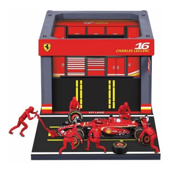 在庫状況：お取り寄せ/2026年02月 発売/※画像はイメージです。実際の商品とは異なる場合がございます。ブラゴ 1/43 フェラーリ PIT PASSセット SF-24 No16(クルー×6pcsパドックガレージ) です。ドライバー：C....