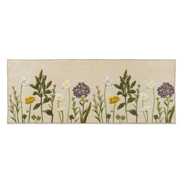 在庫状況：お取り寄せ/7日〜10日で出荷/※床暖房は非対応です。◆油彩で描いたような特徴のあるタッチで描かれた植物をモチーフにした大胆な構図の(ボタニカルガーデン)シリーズキッチンマット。◆トレンドのボタニカルデザインをアイテムそれぞれに描...