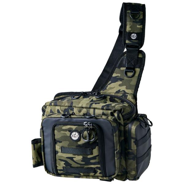 在庫状況：お取り寄せ/お届け：1〜2週間/◆左肩掛け用。◆使用頻度の高いルアー入れや、糸くず入れに便利なフロントポケット。◆バッグ底にパックロッドケースなどを固定できるボトムストラップベルト搭載。・サイズ：幅350×奥行180×高さ270m...