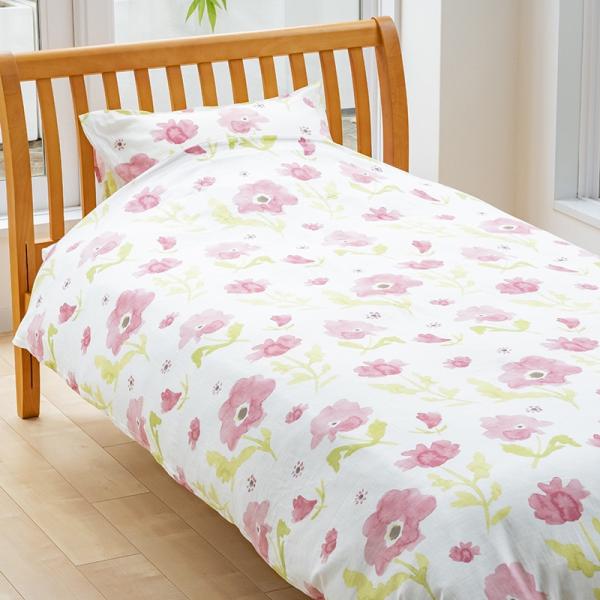 在庫状況：お取り寄せ/7日〜10日で出荷/※画像はイメージです。商品は掛けふとんカバーのみとなります。また、実際のサイズとは異なります。◆水彩タッチのフラワー柄をあしらった優しいデザインの掛け布団カバーが、寝室で過ごすあなたの時間をより心地...