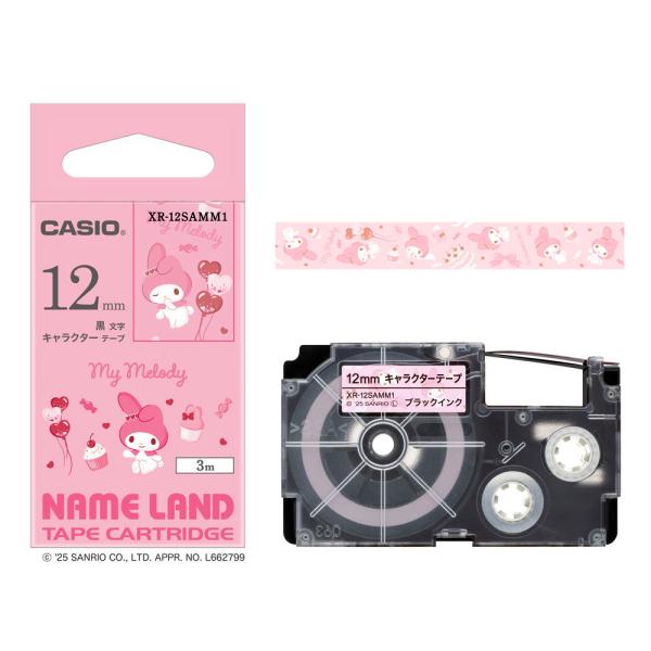 在庫状況：お取り寄せ/2025年12月 発売/◆ネームランド用リボン サンリオキャラクターテープ/マイメロディ◆テープ幅：12mm◆テープ長：3.0m/[XR12SAMM1]