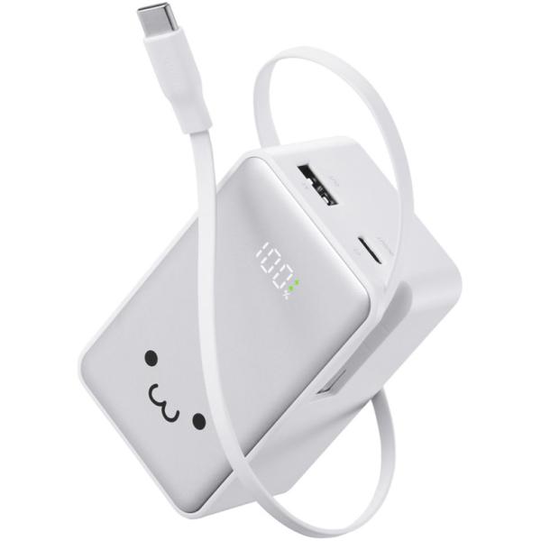 在庫状況：お取り寄せ/2025年12月 発売/◆スッと伸ばして、くるっと収納!持ち運びに便利な本体一体型の巻き取り式USB Type-C(TM)ケーブルを備えたモバイルバッテリーです。◆巻き取り式USB Type-Cケーブルを備えたモバイル...