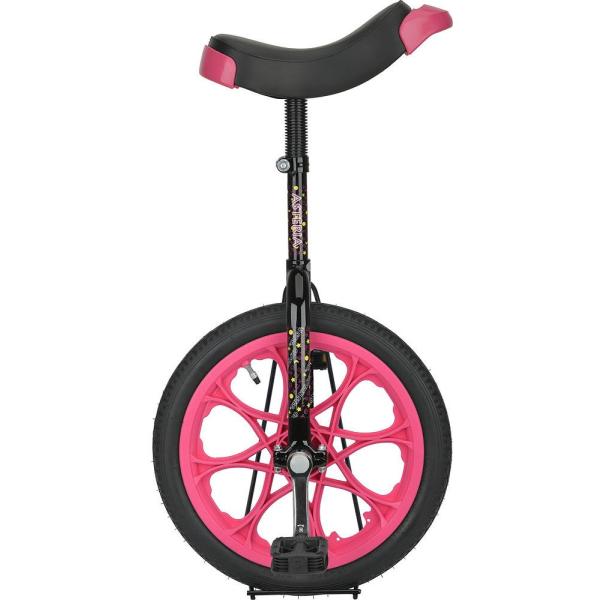 在庫状況：お取り寄せ/3日〜8日で出荷/※画像はイメージです。※この商品は 一輪車エアタイヤ16(ブラック×ピンク) です。◆シートロックはロックナット方式とシートピン方式が選べます。◆保管に便利なスタンド付。◆適正身長：115〜132cm...