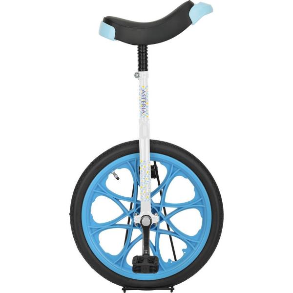 在庫状況：お取り寄せ/3日〜8日で出荷/※画像はイメージです。※この商品は 一輪車エアタイヤ18(ホワイト×ブルー) です。◆シートロックはロックナット方式とシートピン方式が選べます。◆保管に便利なスタンド付。◆適正身長：125〜149cm...