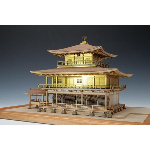 在庫状況：お取り寄せ/※画像はイメージです。実際の商品とは異なる場合がございます。※水面シートはキットに含まれておりません。ウッディジョー 1/75 鹿苑寺 金閣(ゴールド仕様) です。