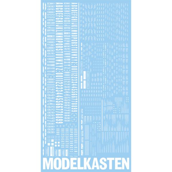 在庫状況：お取り寄せ/2012年12月 発売/※画像はイメージです。実際の商品とは異なる場合がございます。モデルカステン 1/100 1/144 マルチパーパスコーションデカール ホワイト(水転写式デカール)です。