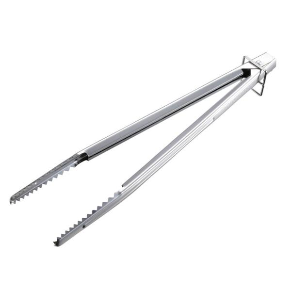 在庫状況：お取り寄せ/※画像はイメージです。◆ソロキャンプに最適なスリムタイプのトング。◆料理用トングとしてはもちろん炭用のトングとしても使えます。◆収納ストッパーで固定するとトングの先端が卓上に付かず置けます。/[UG3269キヤプテンス...