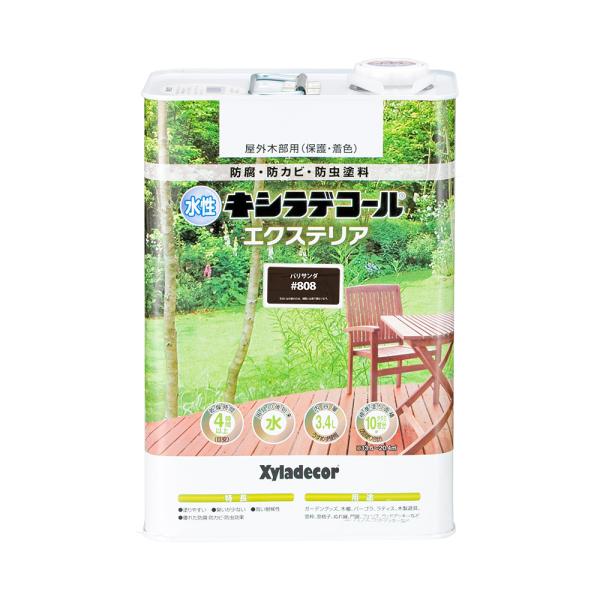 在庫状況：お取り寄せ/7日〜10日で出荷/※塗装後も保護成分の臭いが若干残りますので、屋内木製品の塗装には不向きです。◆木材保護塗料のトップブランド(キシラデコール)の水性タイプです。◆木材の内部に浸透し、内部から防腐・防カビ・防虫効果を発...