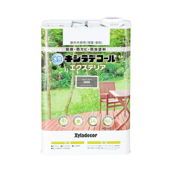 在庫状況：お取り寄せ/7日〜10日で出荷/※塗装後も保護成分の臭いが若干残りますので、屋内木製品の塗装には不向きです。◆木材保護塗料のトップブランド(キシラデコール)の水性タイプです。◆木材の内部に浸透し、内部から防腐・防カビ・防虫効果を発...